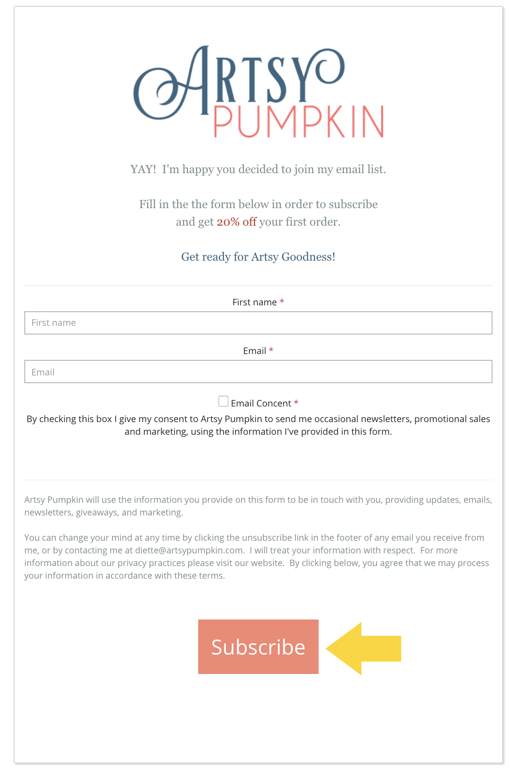 Replace Subscribe Form Button – Version 1 – OHWO